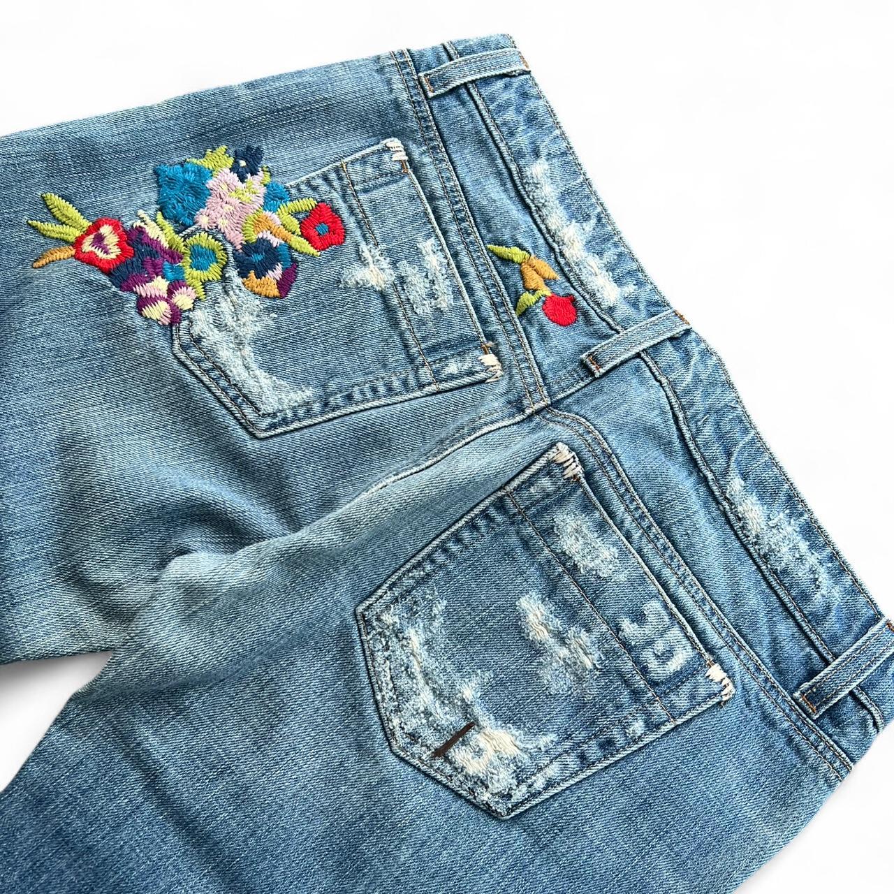 Super cute low rise 2000 light wash, blue boot, cut... | Depop