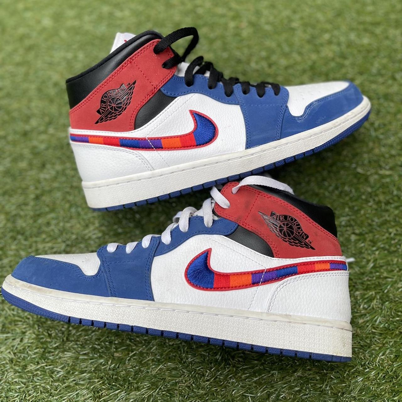 Jordan 1 Mid Multi-Color Swoosh size 9 - Depop