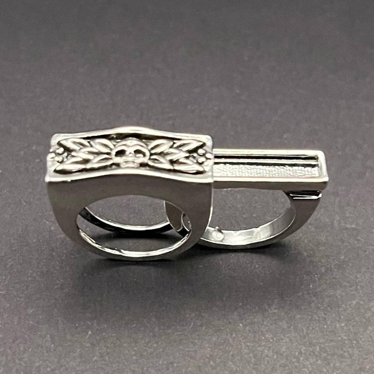 Unisex Secret Compartment Skull Head Ring Size... - Depop