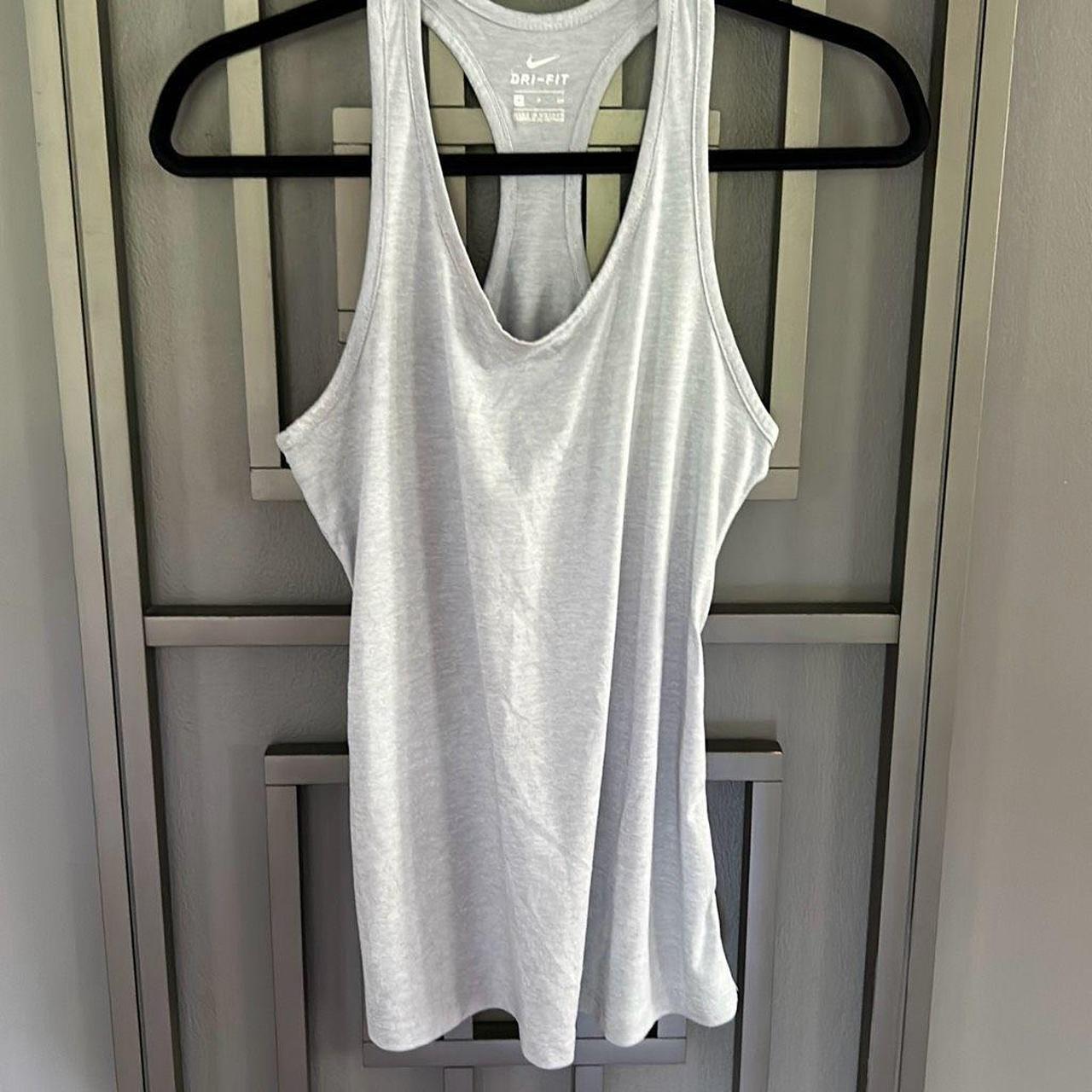 Nike light gray tank top dry fit mesh insert size... - Depop