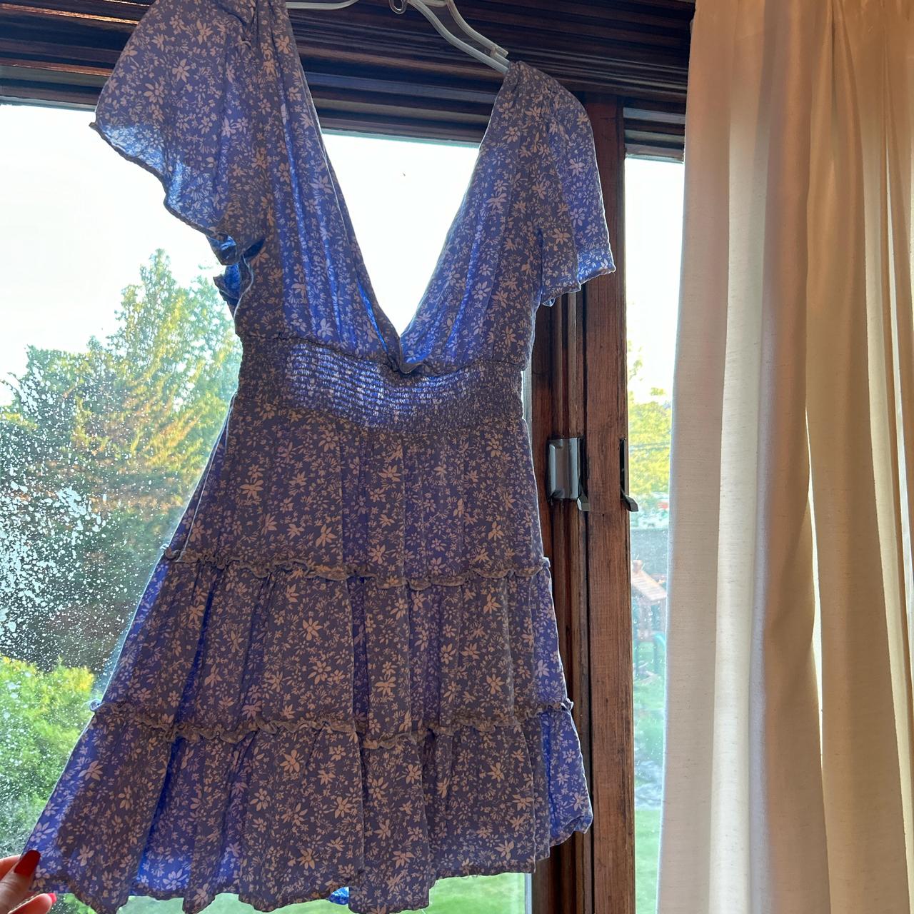 worn once— blue altar’d state dress with tie back... - Depop