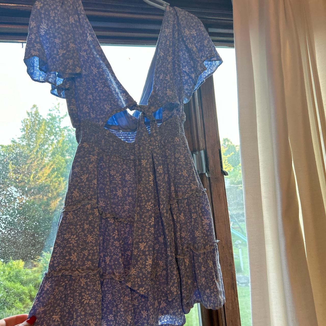 worn once— blue altar’d state dress with tie back... - Depop
