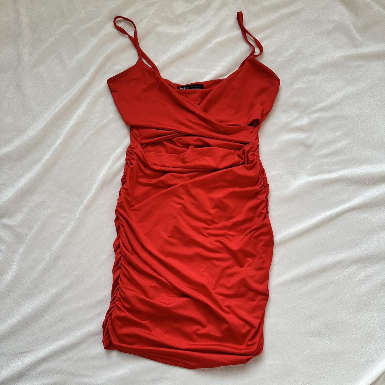 shein red bodycon cutout dress - size small - good... - Depop