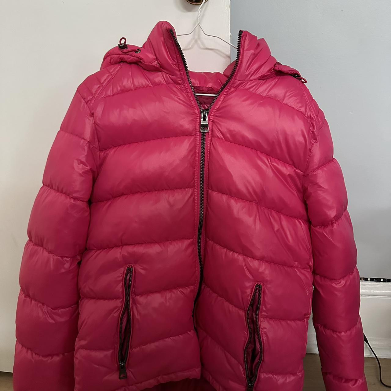 Men’s Neon Pink Guess Puffer Jacket Size Small... - Depop