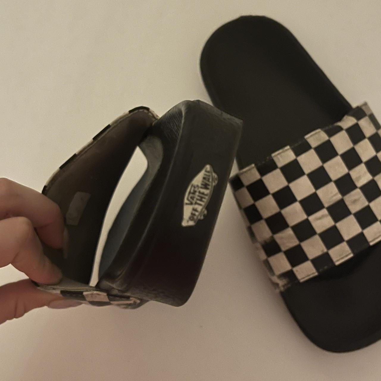 used van checkered slides super comfortable! - Depop