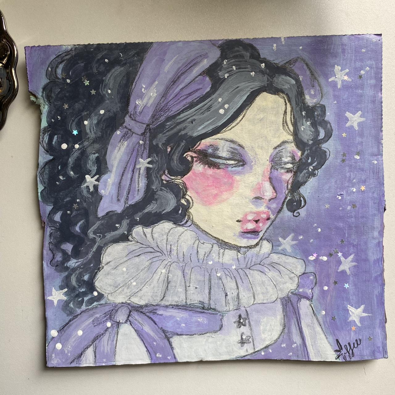 Coco on 8x8 cardboard made out of acrylic, pencil,... | Depop