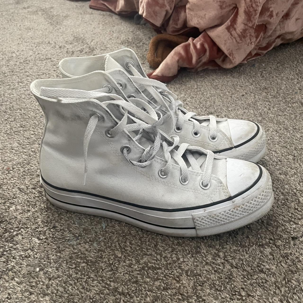 White high top platform converse Only worn a... - Depop