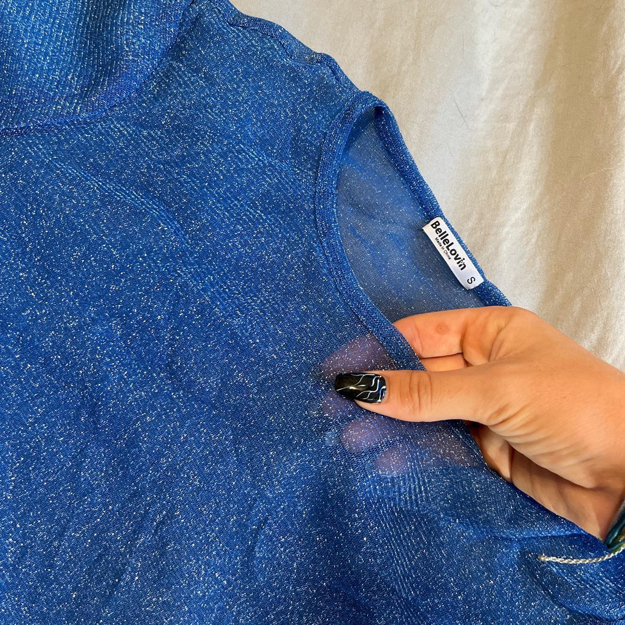 Blue Sparkly see-through Top 🩵💙 • Size Small - Super... - Depop