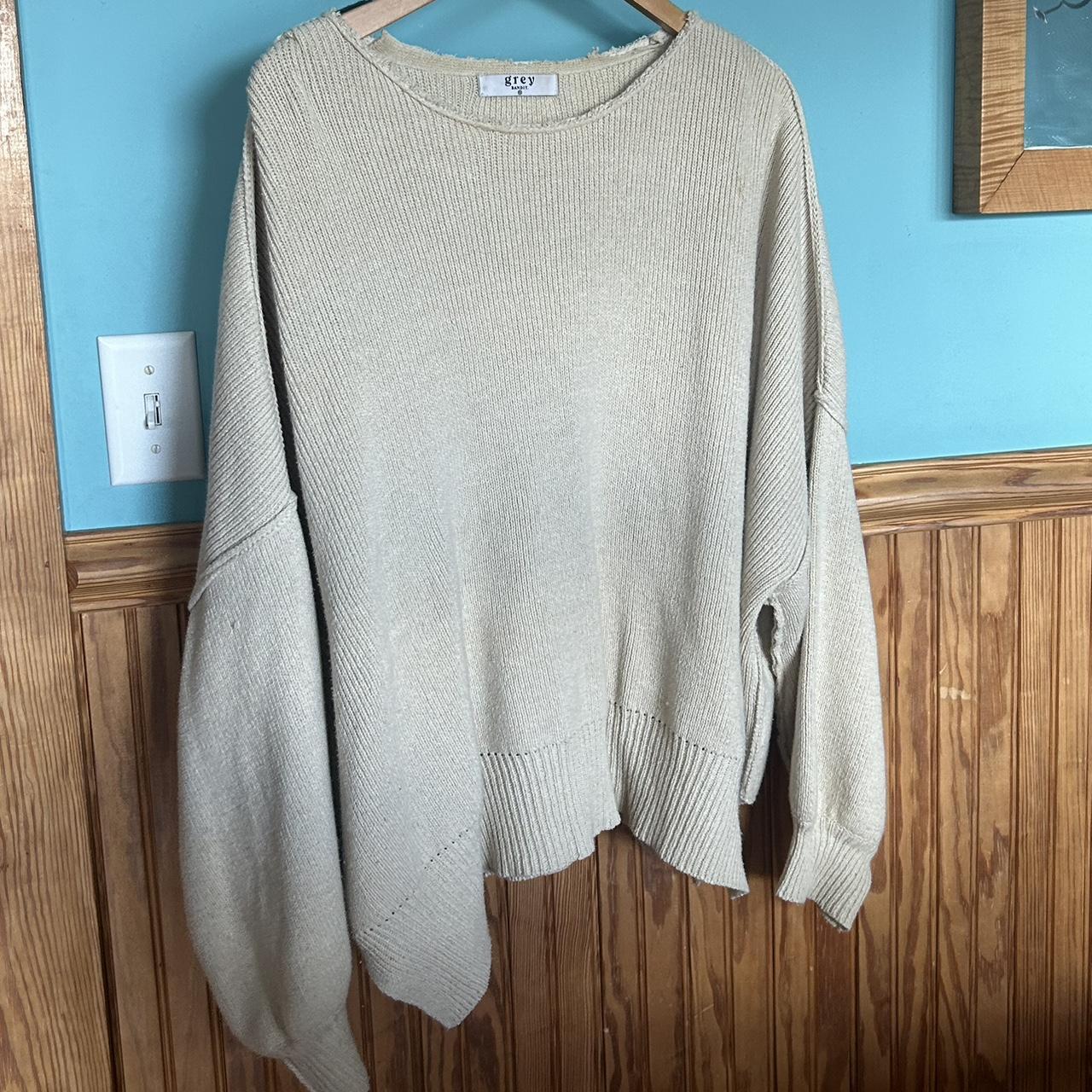 Grey bandit oversized sweater Cream I cut the neck... - Depop