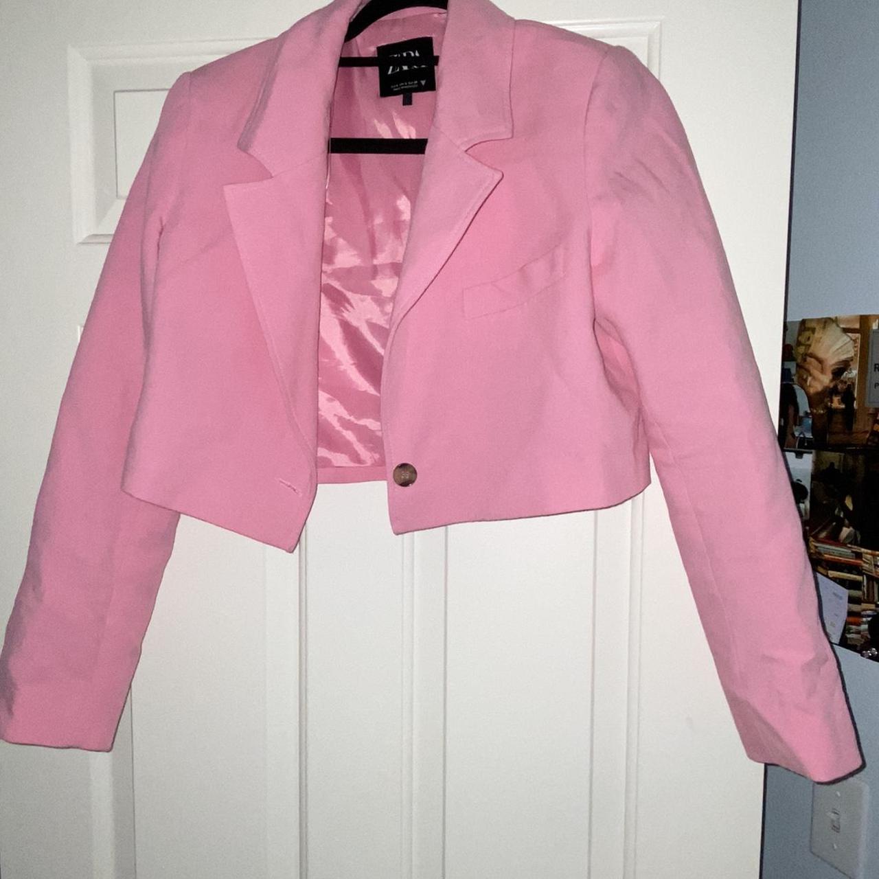 Zara Cropped Pink Blazer Size - S Brand - Zara... - Depop