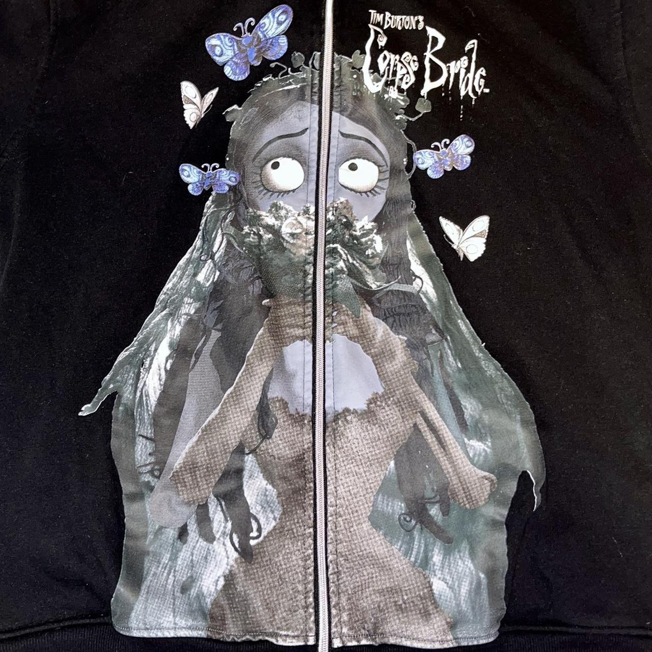 hot topic tim burton corpse bride zip-up hoodie very... - Depop