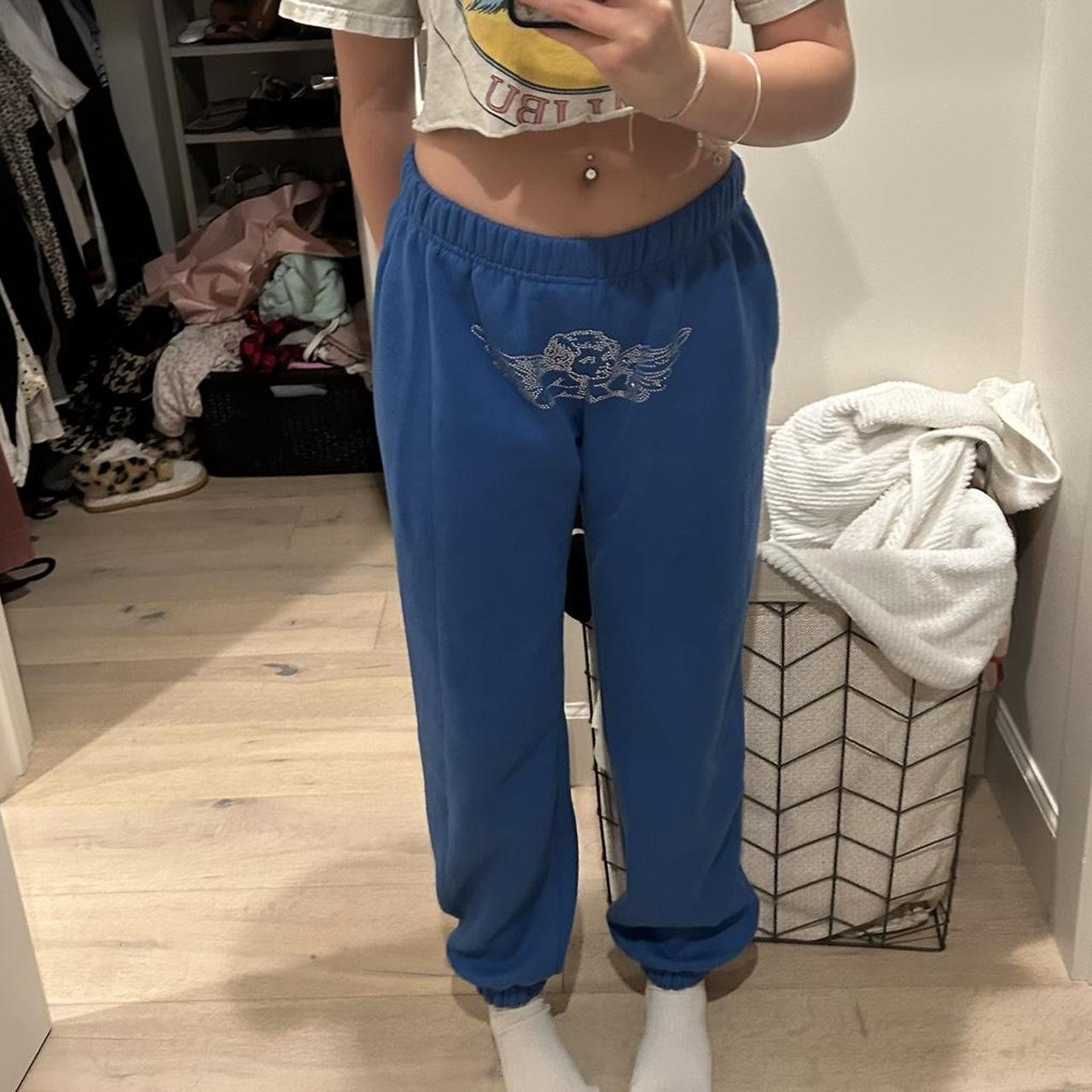 edikted rhinestone royal blue sweatpants ( so cute... - Depop