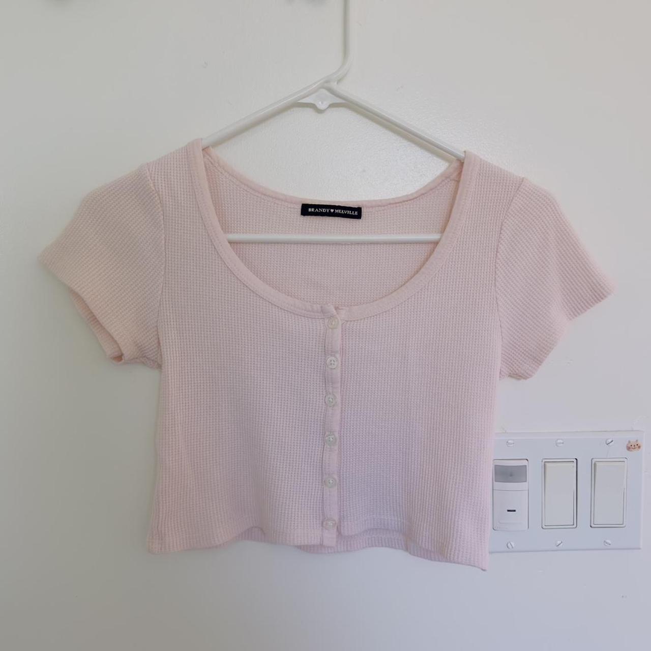 Brandy Melville Pink Crop Top fits one size good... - Depop