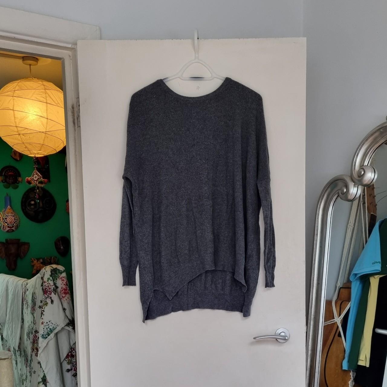 Primark plain grey ribbed jumper with zip back - Depop