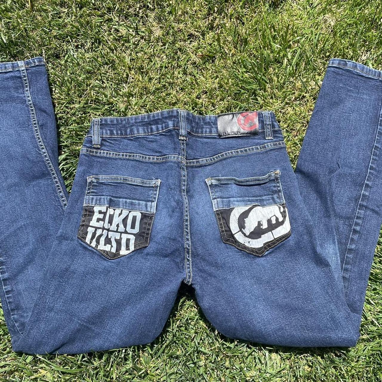 Ecko Unltd. Women's Navy and Black Jeans | Depop