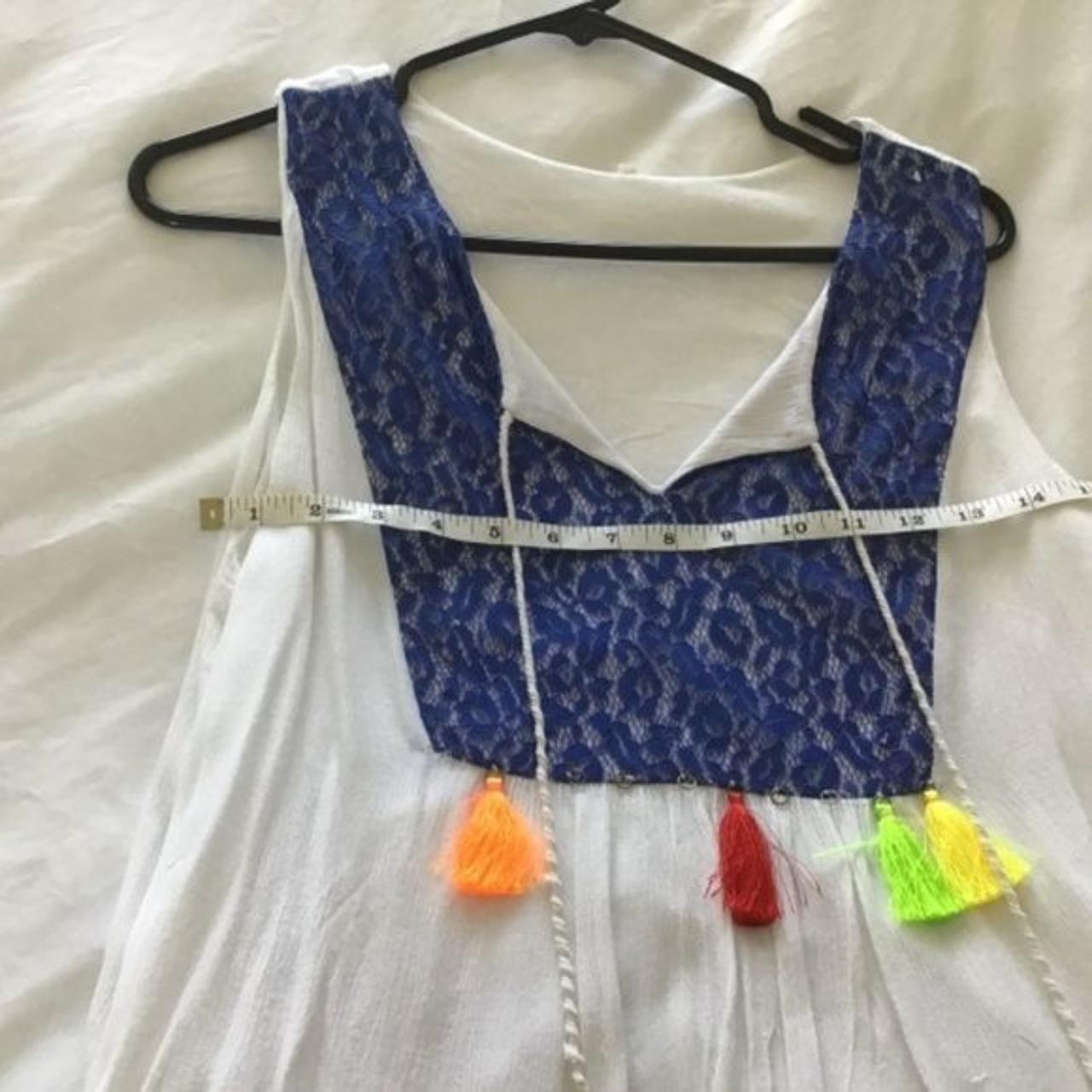 Timeless dress White/Royal Blue Embroidered Women's... - Depop