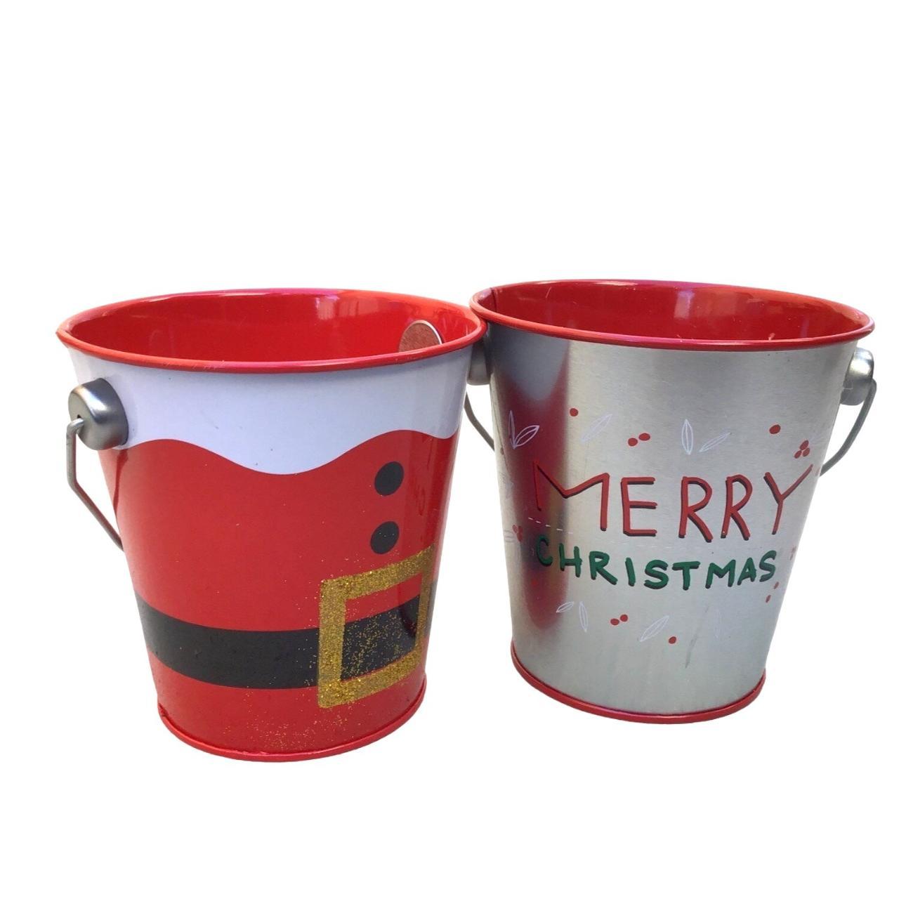 SET OF 2 - 10"CHRISTMAS MINI BUCKETS CHRISTMAS... - Depop