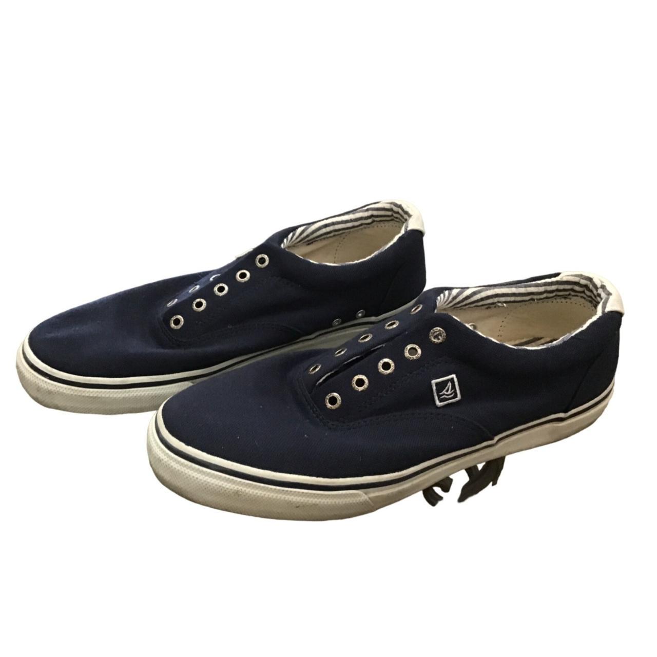 SPERRY- MENS NAVY TOP SIDER SLIP ON LACELESS SNEAKER... - Depop