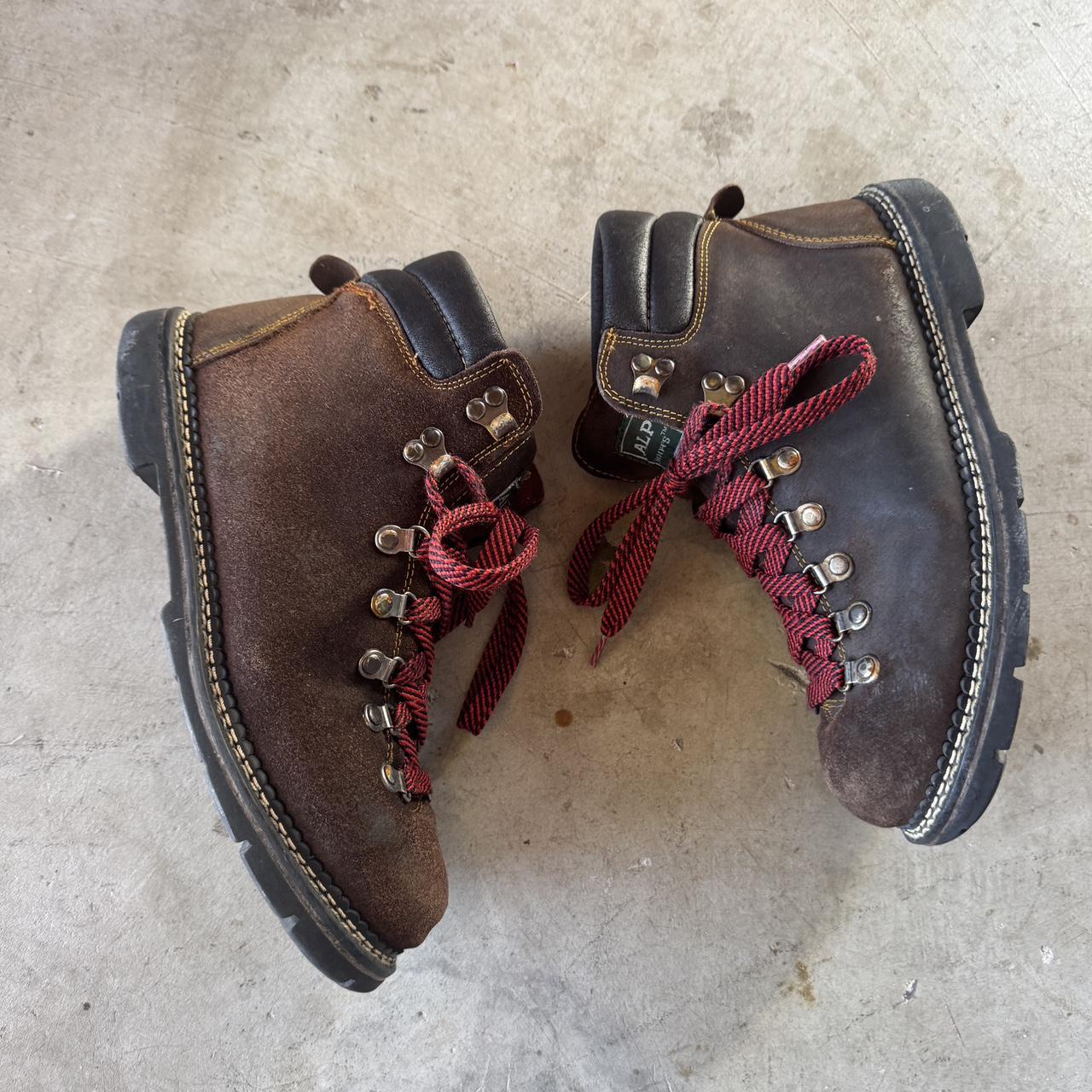 Vintage 90s Brown Hiking ALP Boots Size 9.5... | Depop