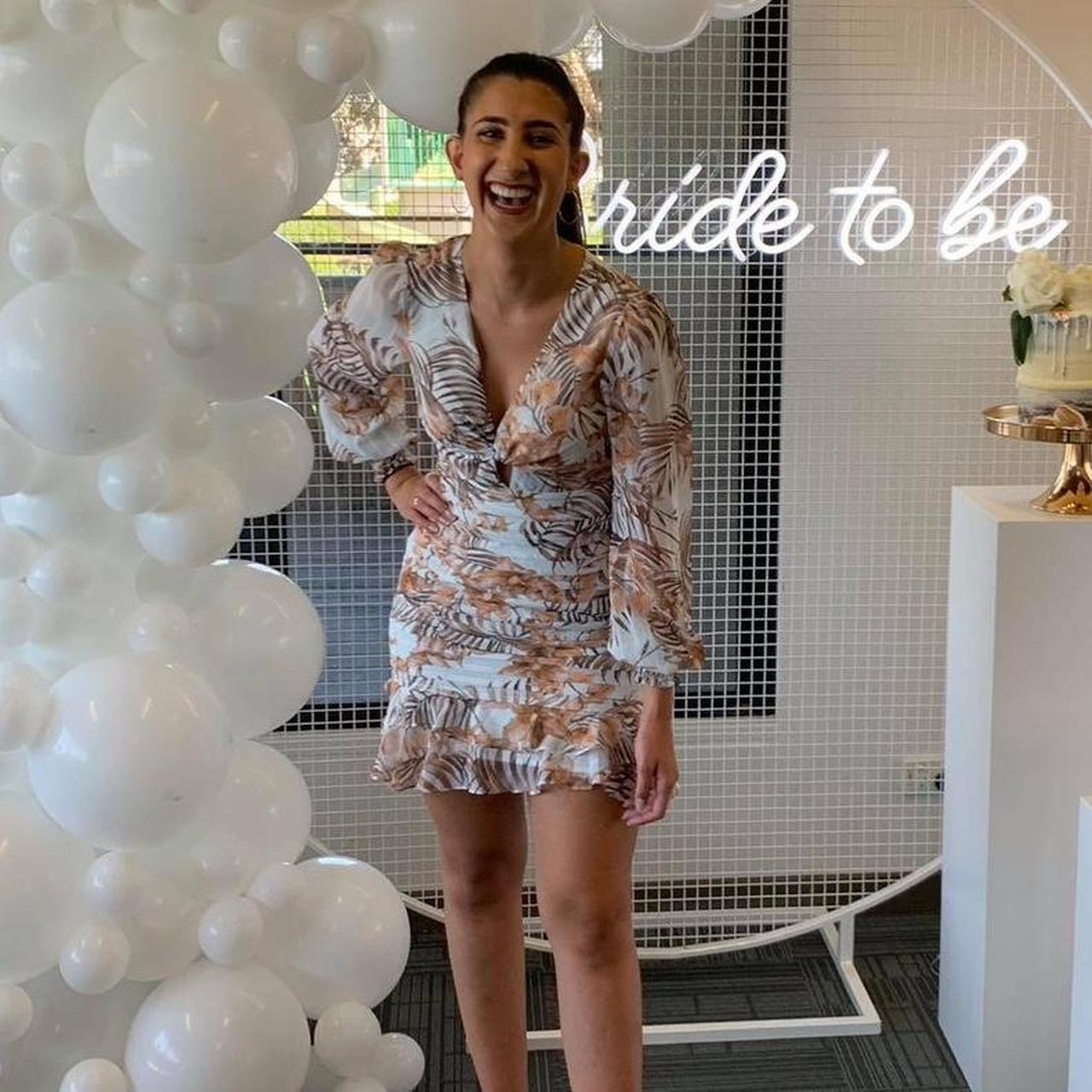 Sheike dress Floral with sheer long sleeve Size... - Depop