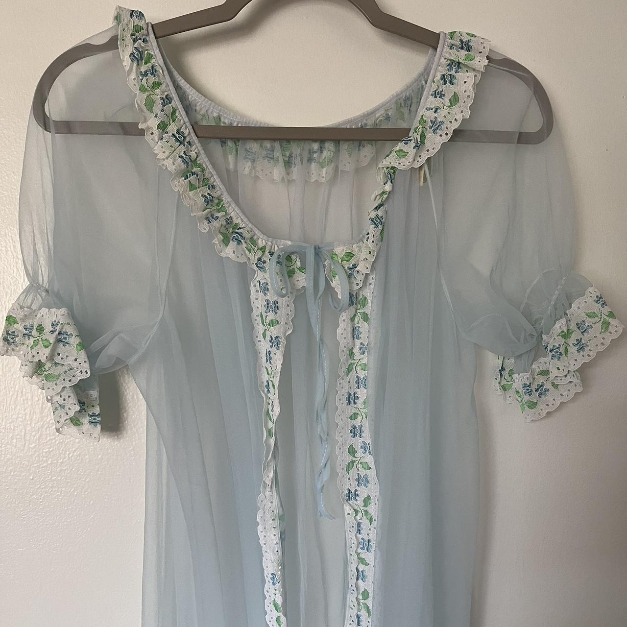Vintage Sheer long light blue robe Can be used for... - Depop