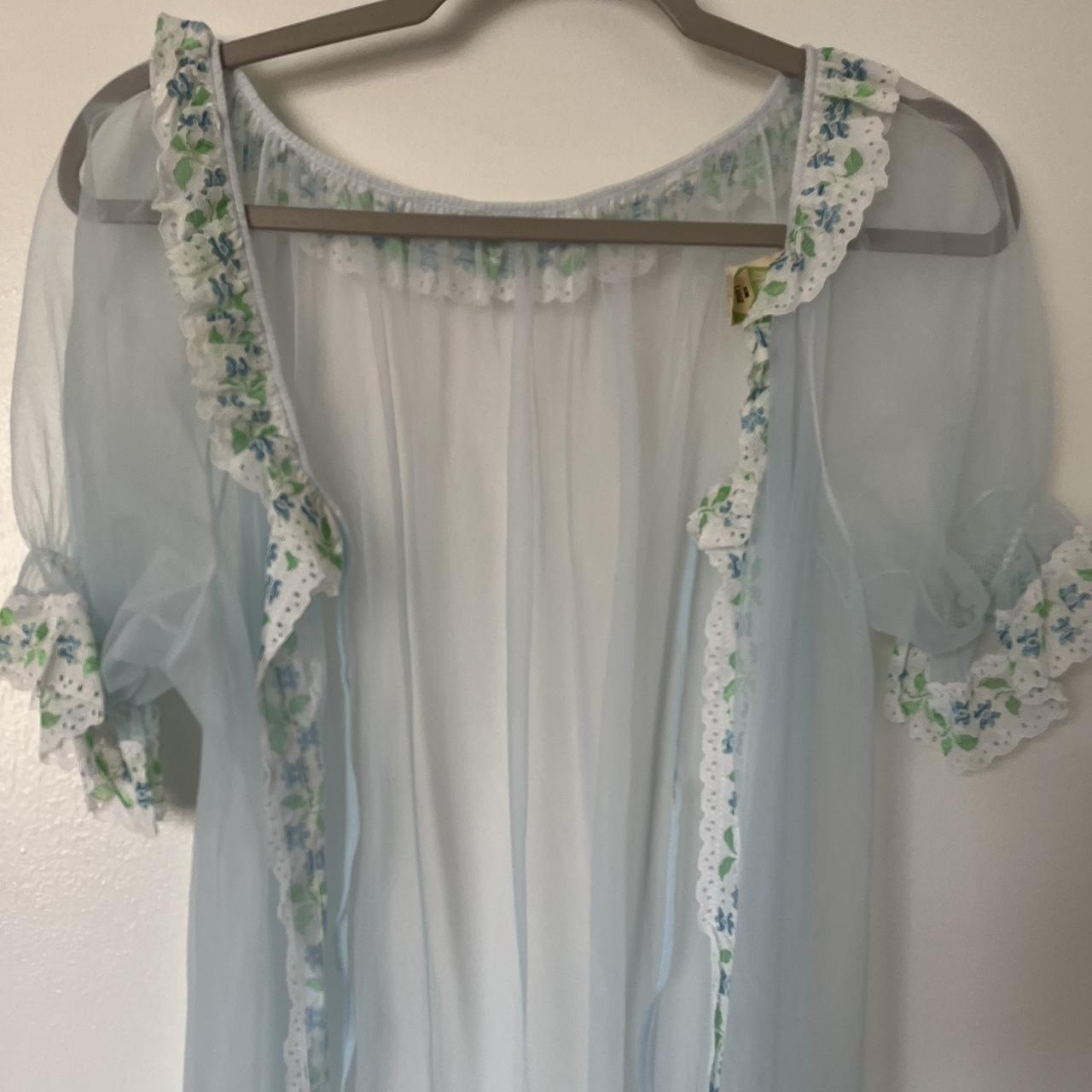 Vintage Sheer long light blue robe Can be used for... - Depop