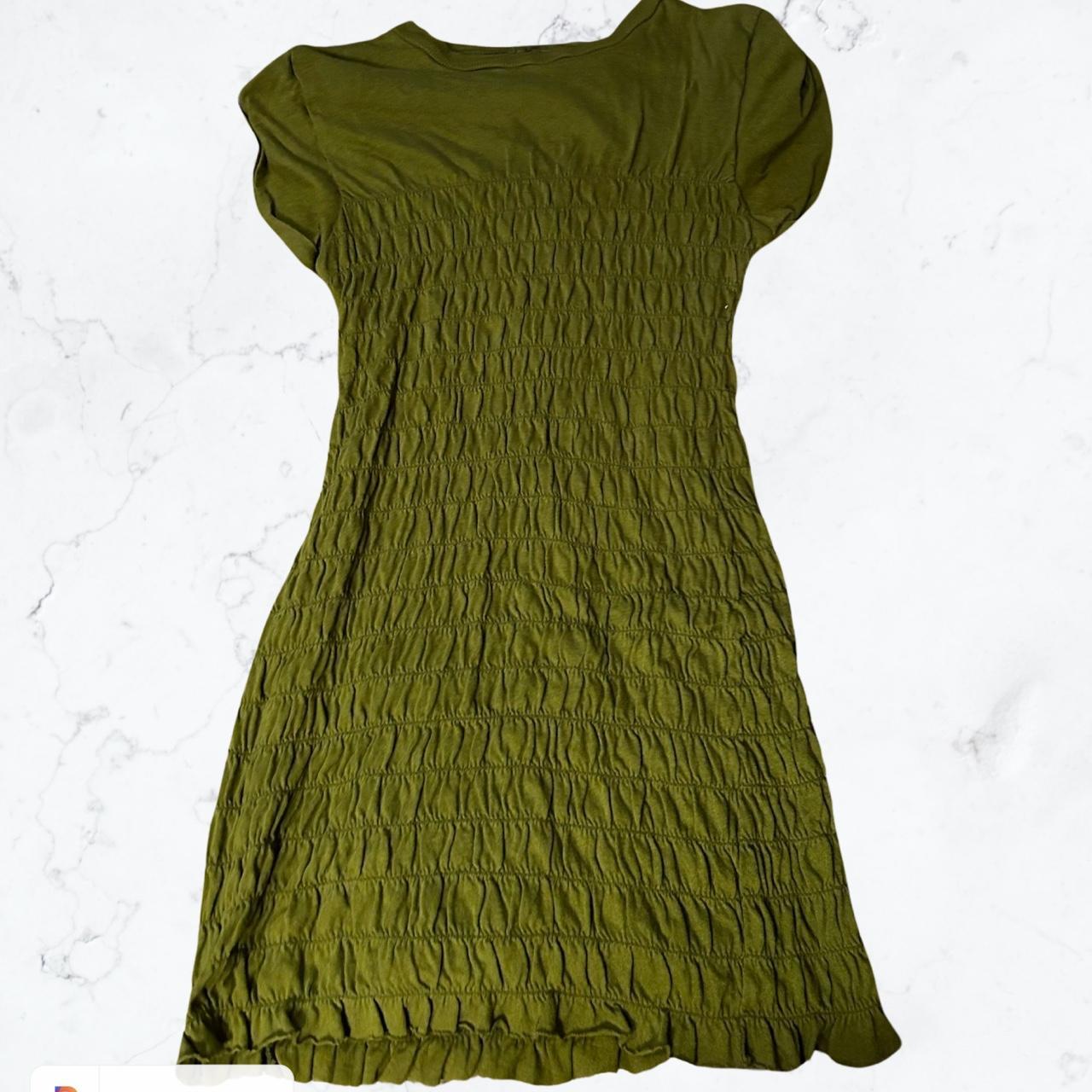 Green ruffled fitted dress from urban outfitters... - Depop