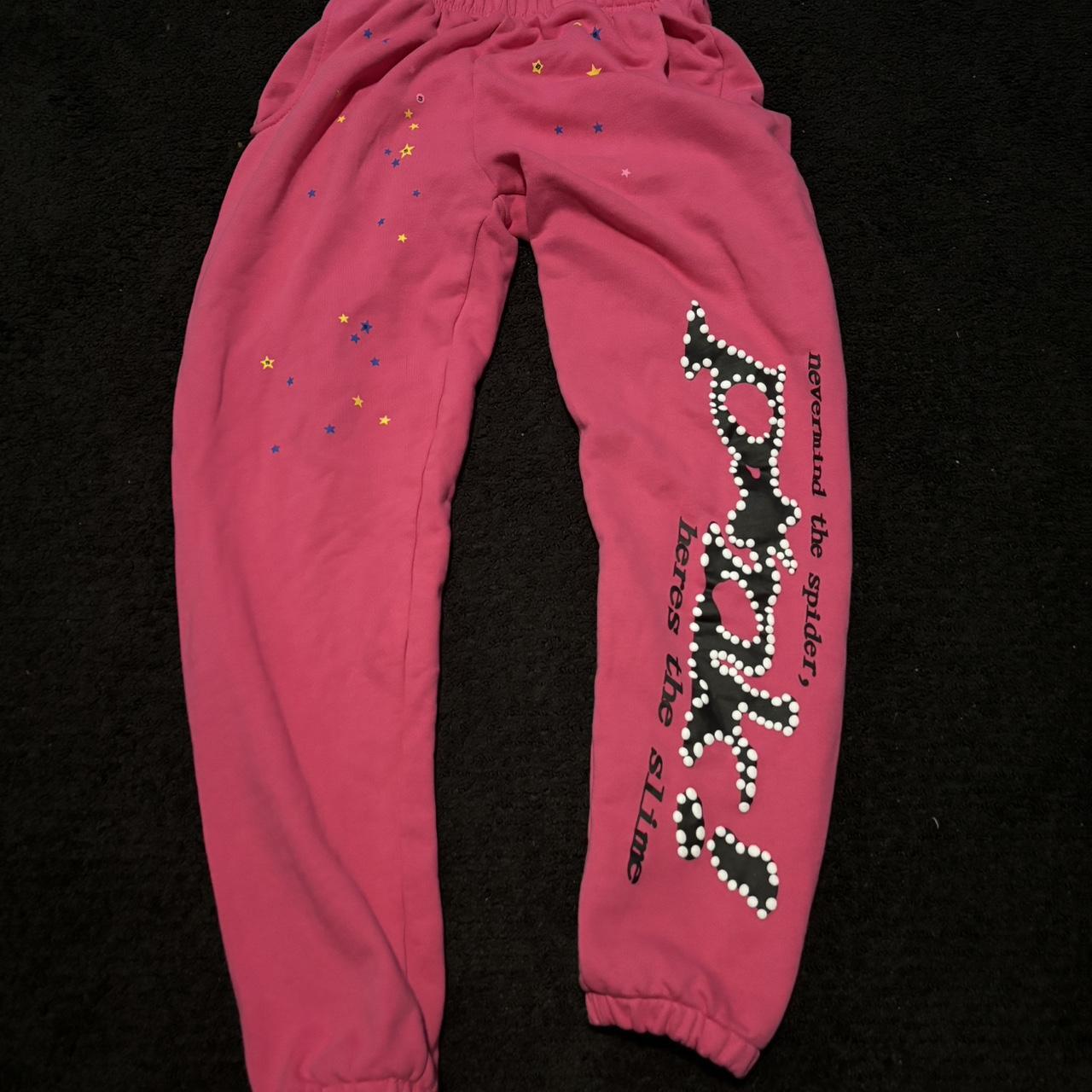 Sp5der pink sweatpants Size small - Depop
