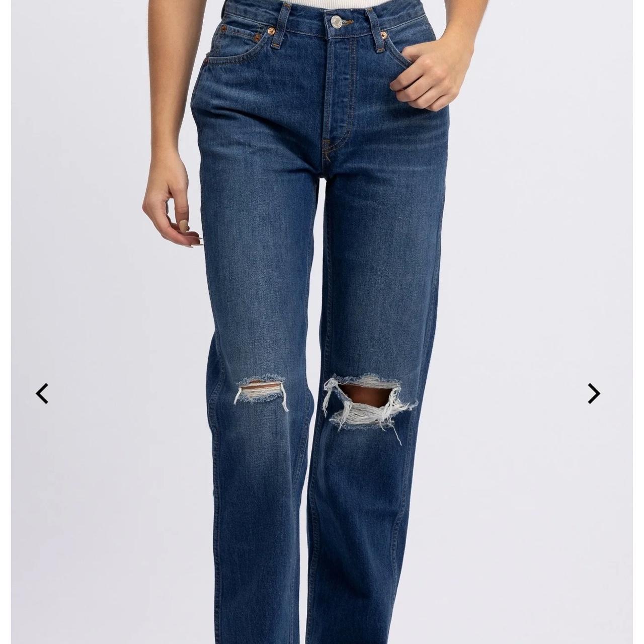 Redone high rise loose jeans in a dark wash. Size... | Depop