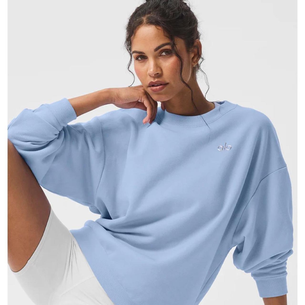 Alo accolade crewneck sweatshirt Seashell Blue Xxs... - Depop