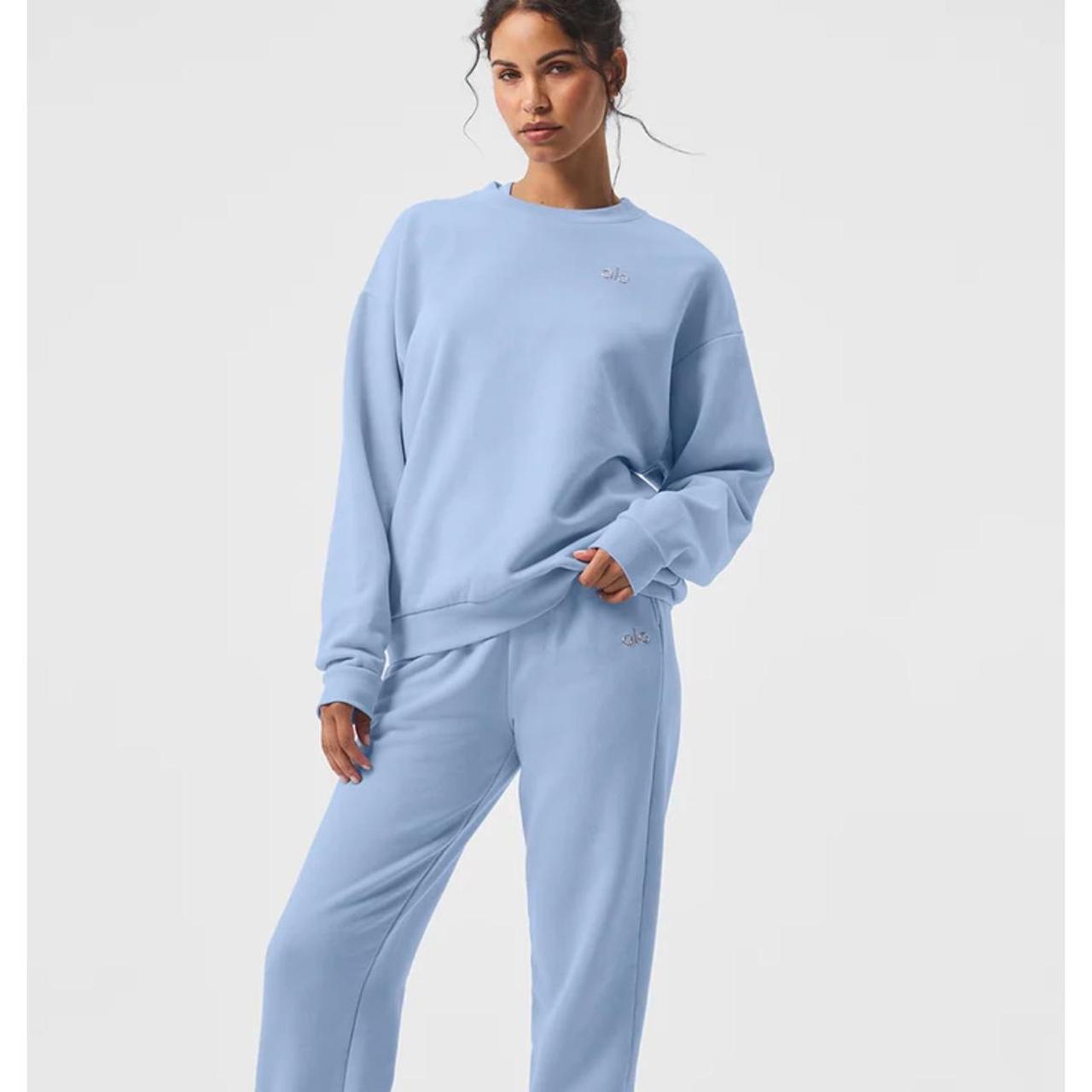 Alo accolade crewneck sweatshirt Seashell Blue Xxs... - Depop