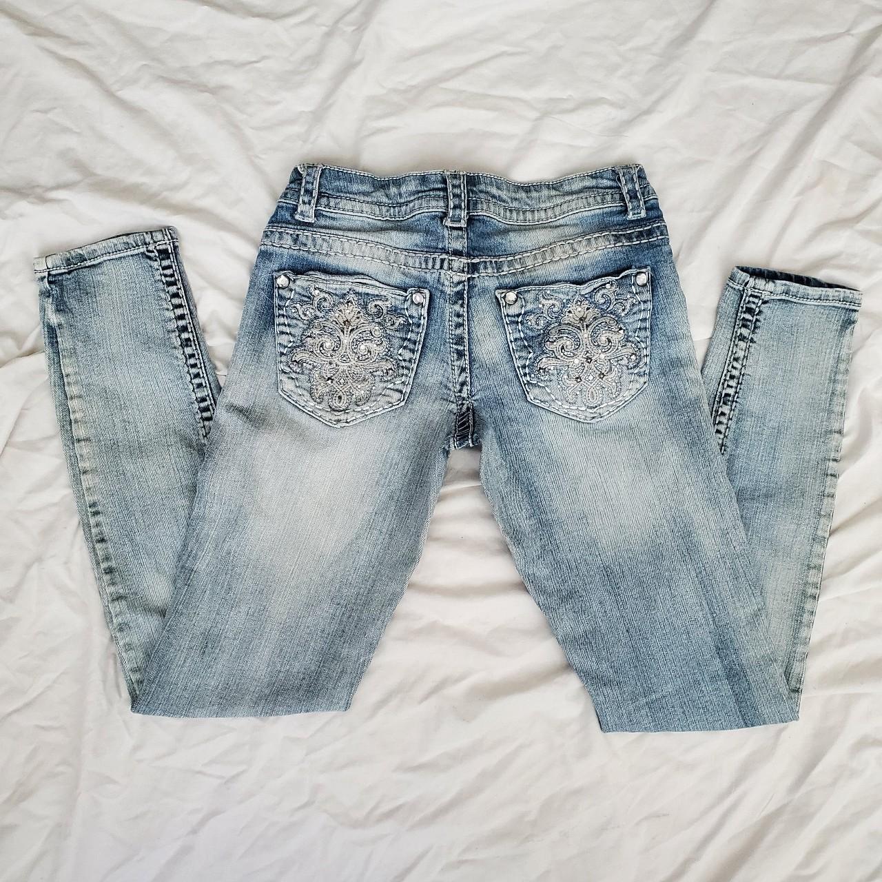 ♡Paisly Sky Y2k Bling Rock Alternative Jeans♡ Size 2... - Depop