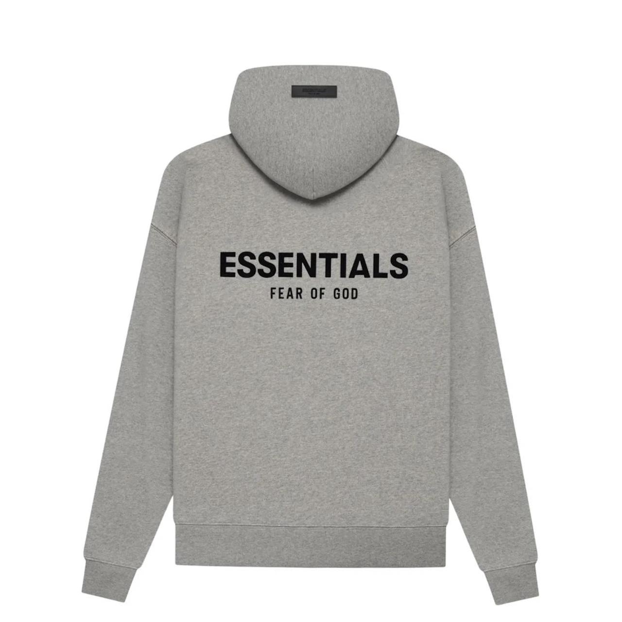 Essentials SS22 Hoodie Light Oatmeal Dark Oatmeal... - Depop