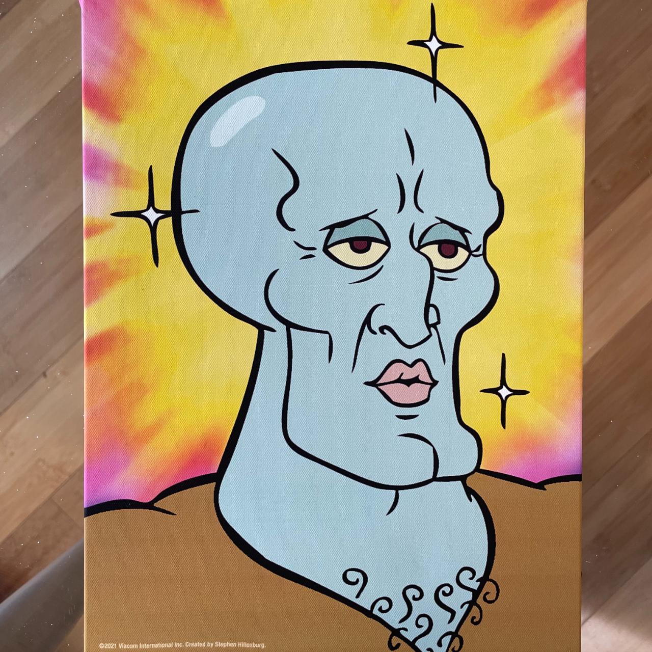 handsome squidward print on canvas - Depop