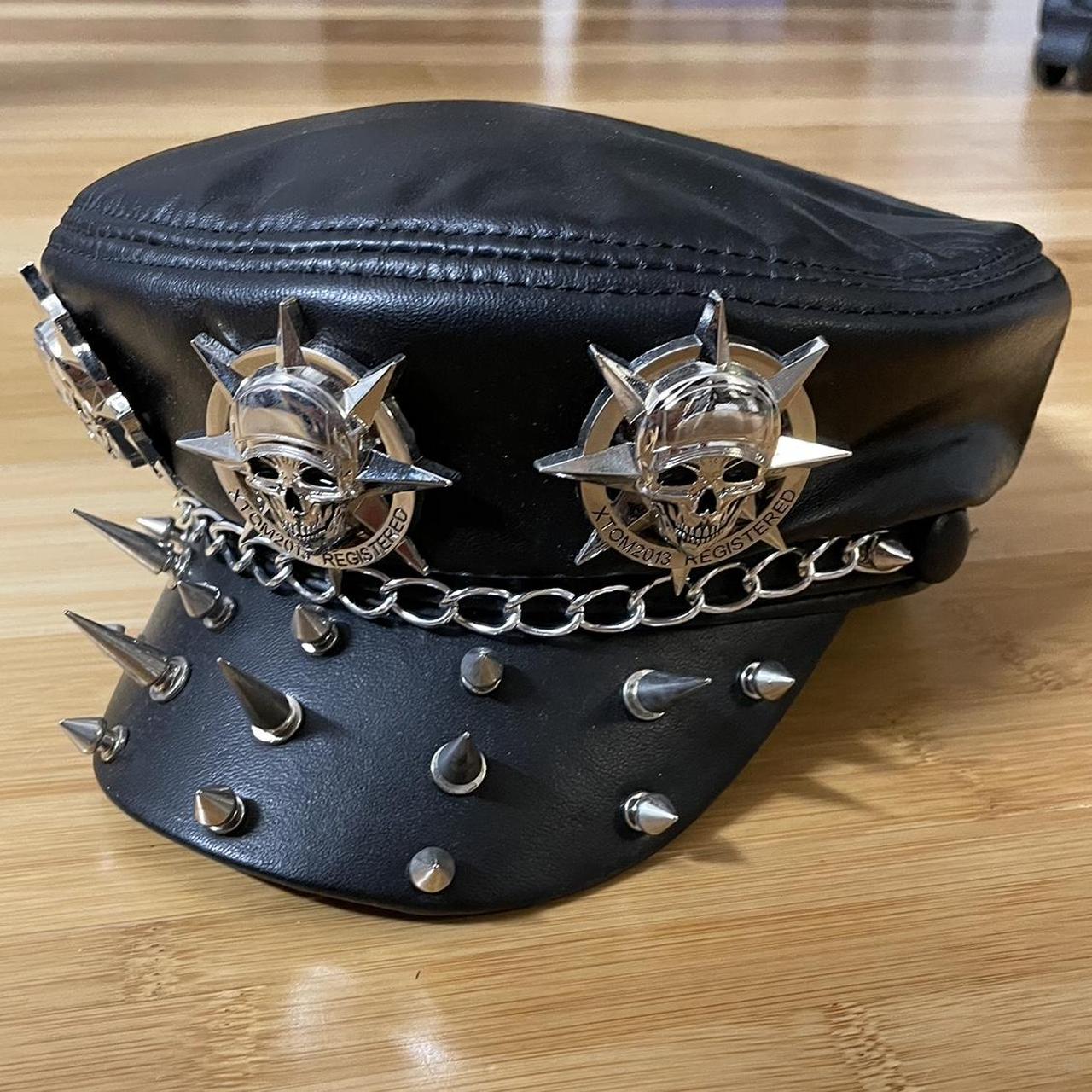spikey skull police cap 3XL (8 inch diameter all... - Depop