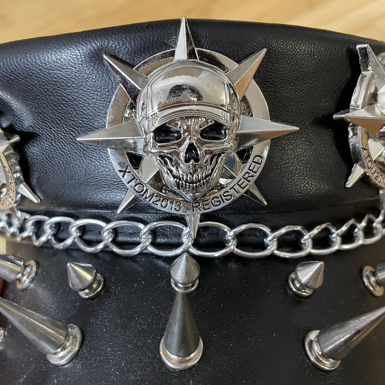 spikey skull police cap 3XL (8 inch diameter all... - Depop