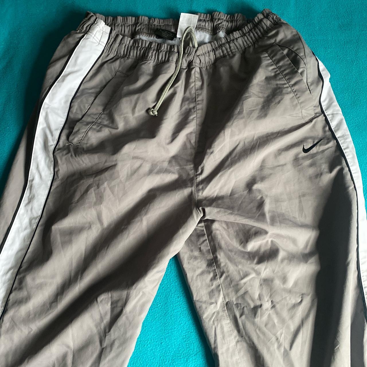 Vintage Nike Grey & White Track Pants SIZE - M Got... - Depop