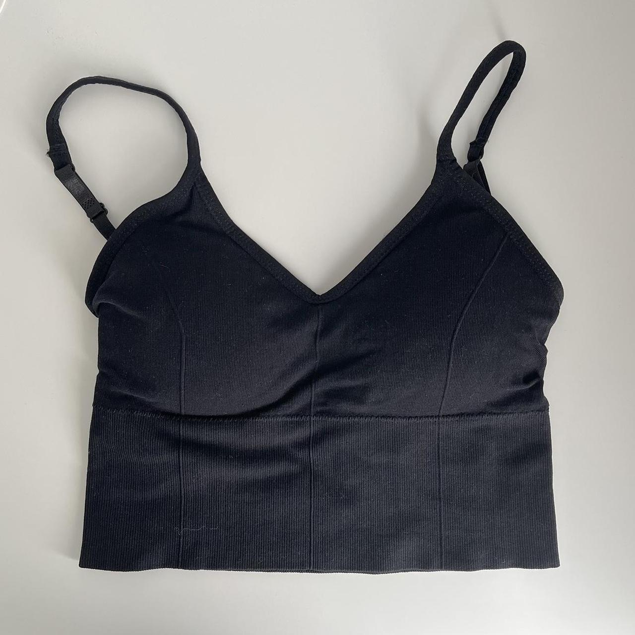 open back black cami top with pads & adjustable straps - Depop