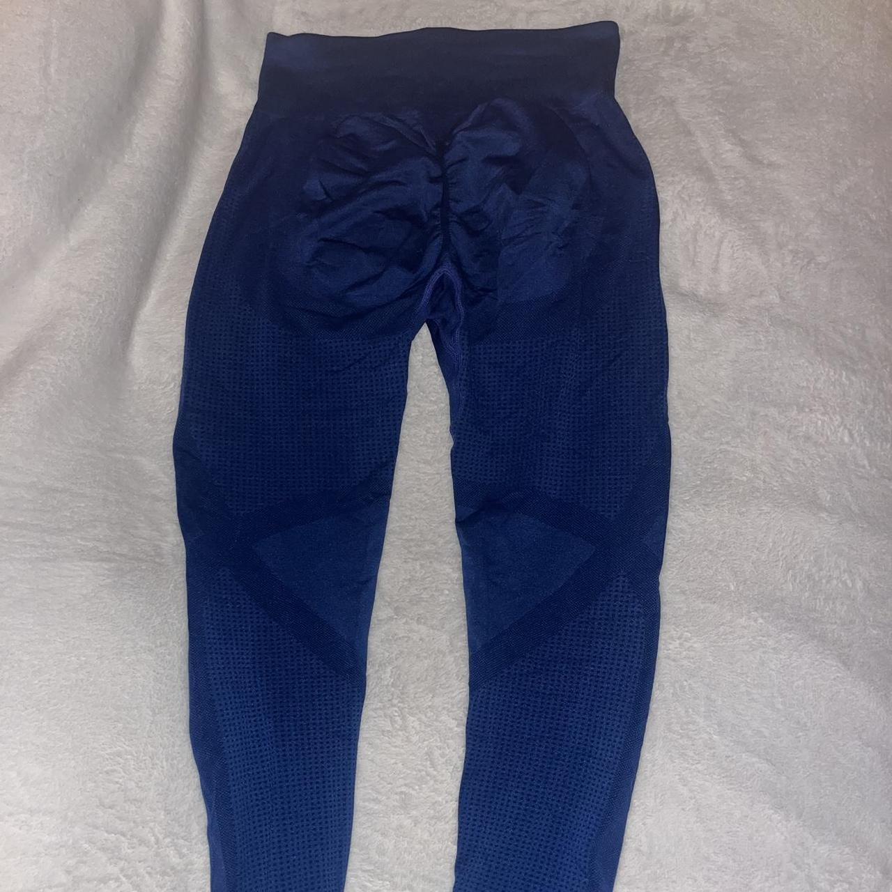 Women’s Navy Blue Workout Leggings - Depop