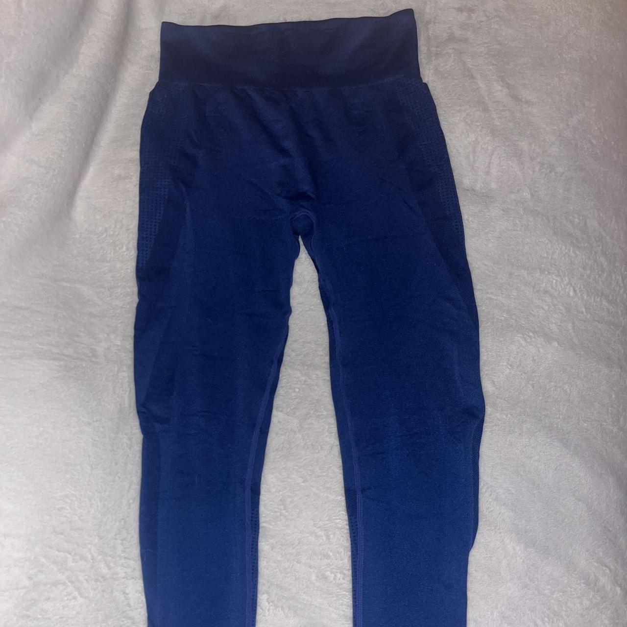 Women’s Navy Blue Workout Leggings - Depop