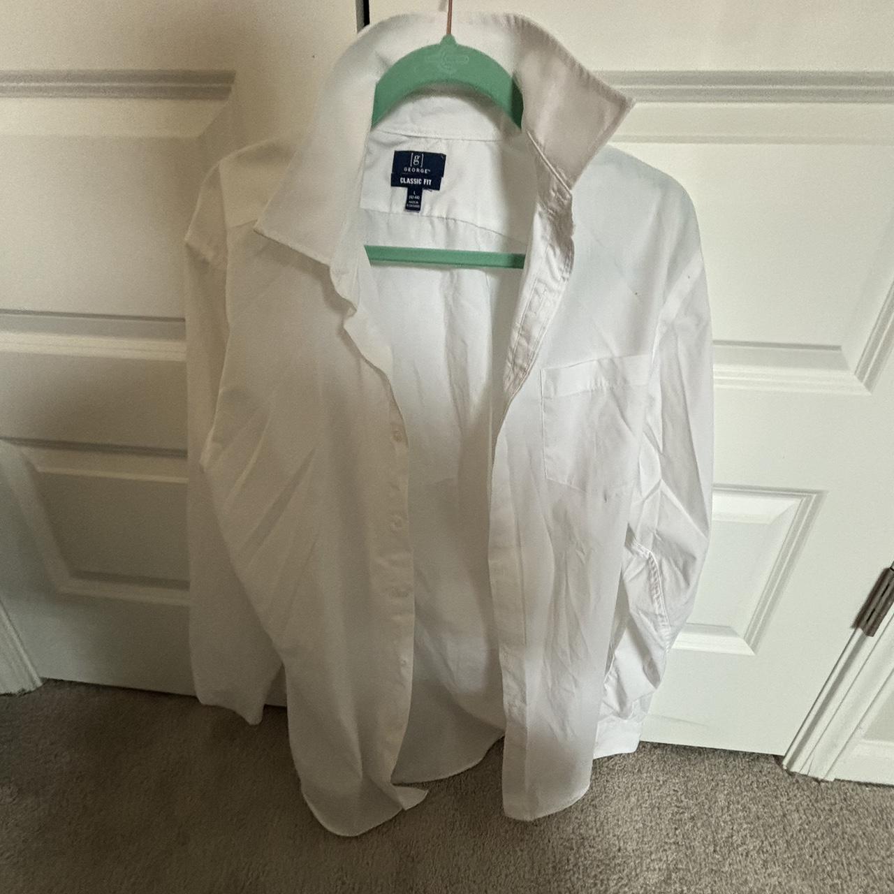 men’s white button down long sleeve shirt. Great if... - Depop