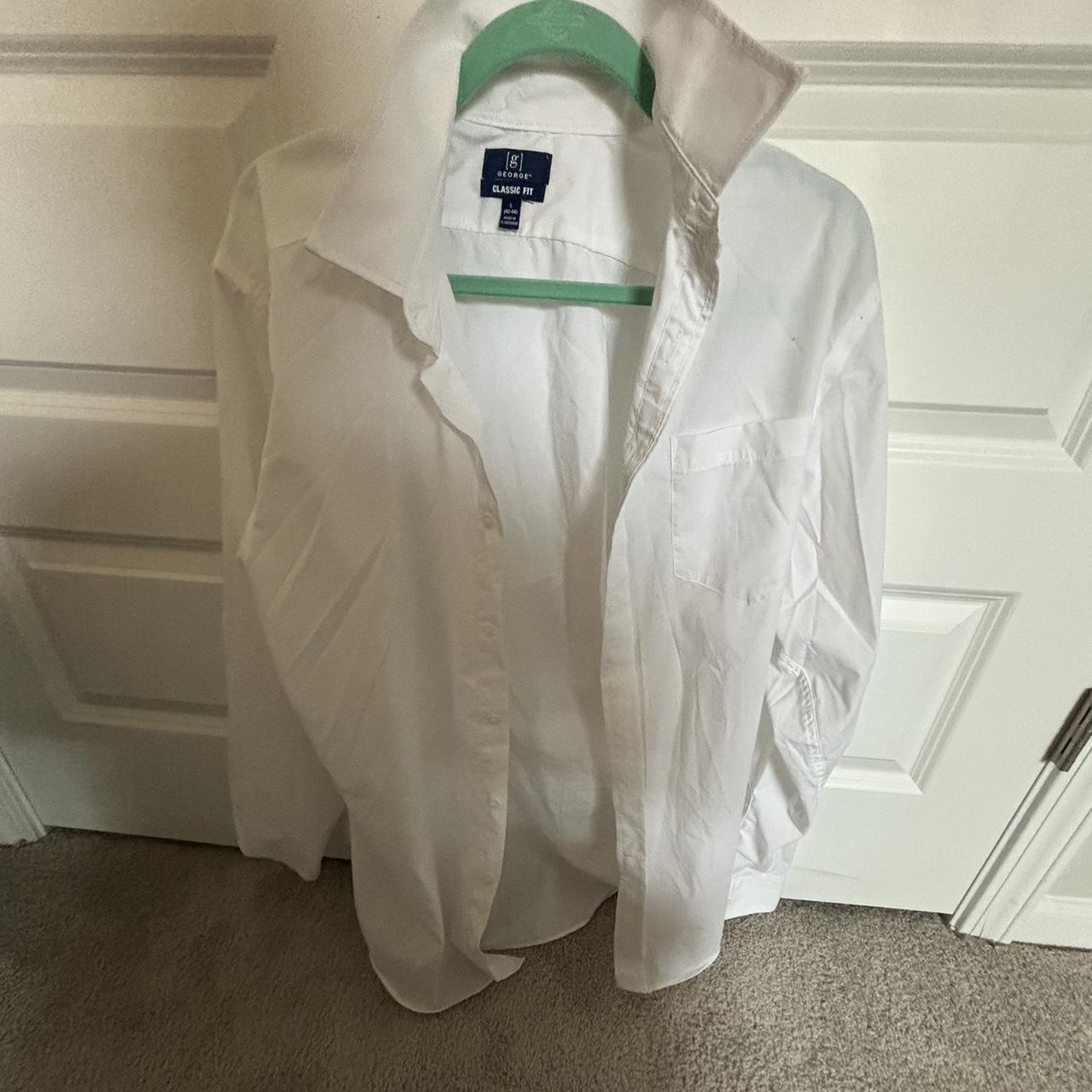 men’s white button down long sleeve shirt. Great if... - Depop