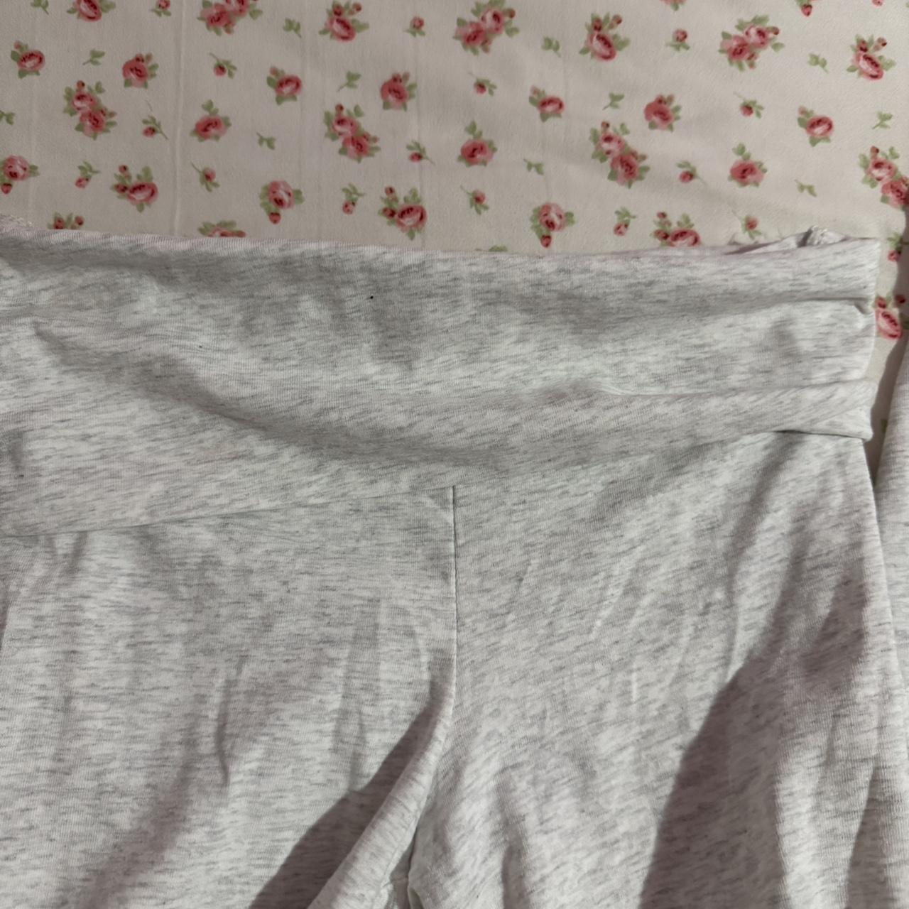 grey low rise fold-over flare leggings... | Depop