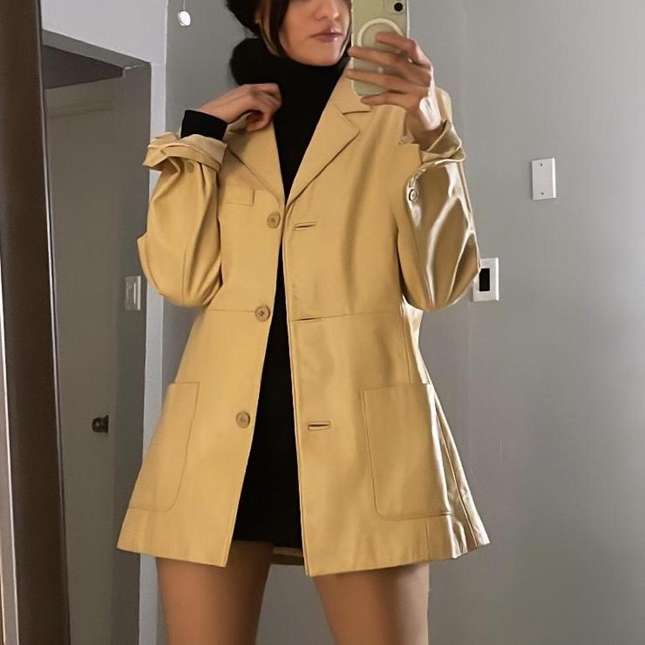 Cream jacket- leather Size:S/M #Leather... - Depop