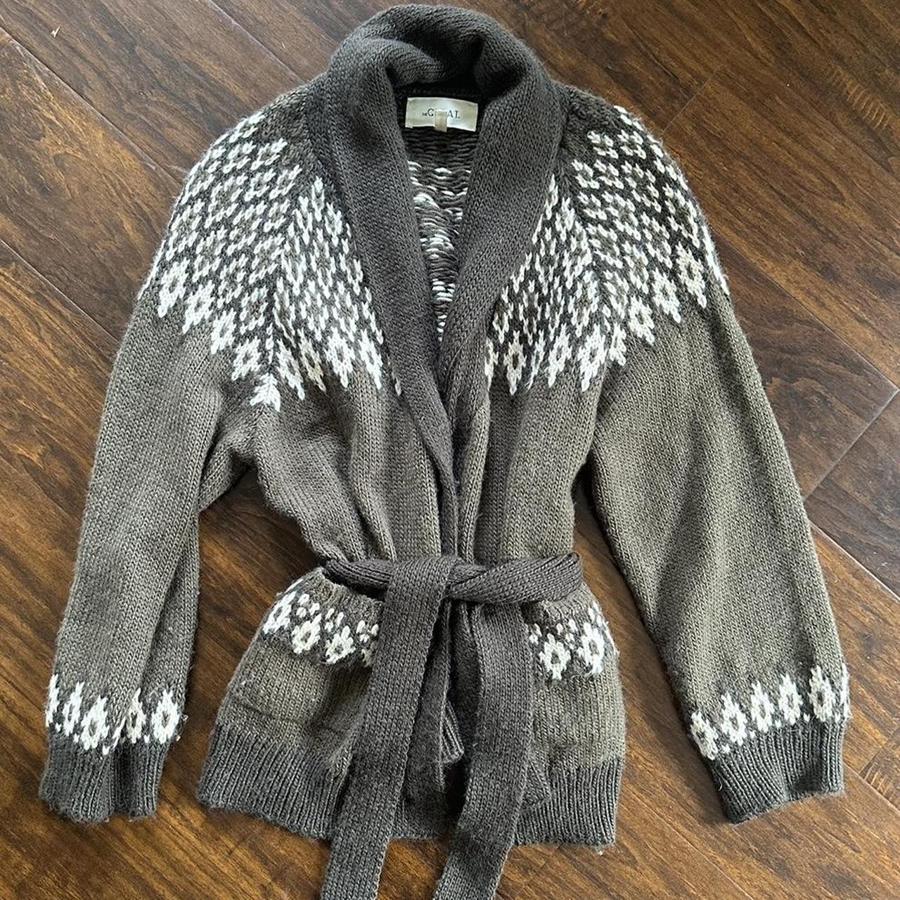 The Great. Fair aisle wrap cardigan with tie belt... | Depop