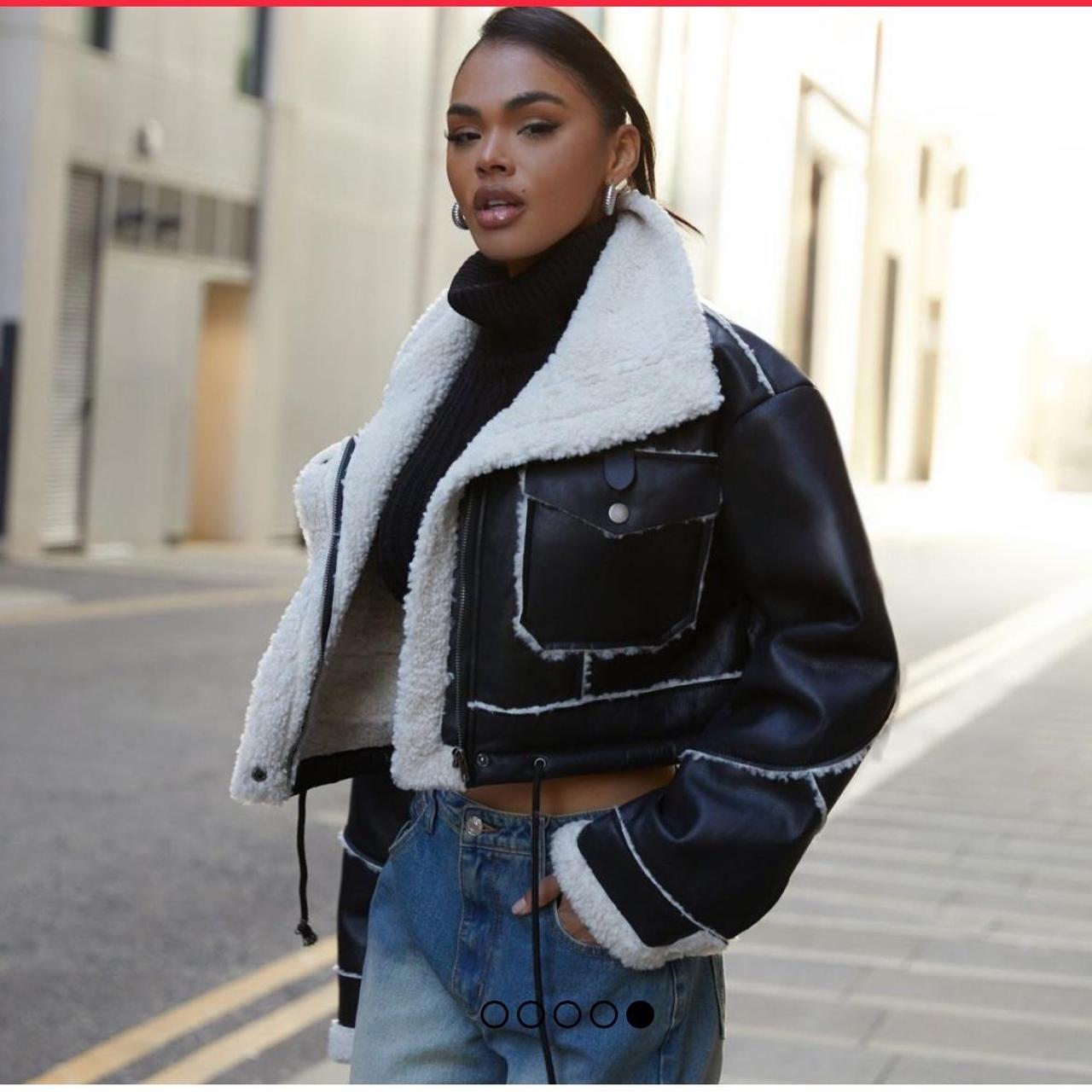 Leather jacket worn once - Depop