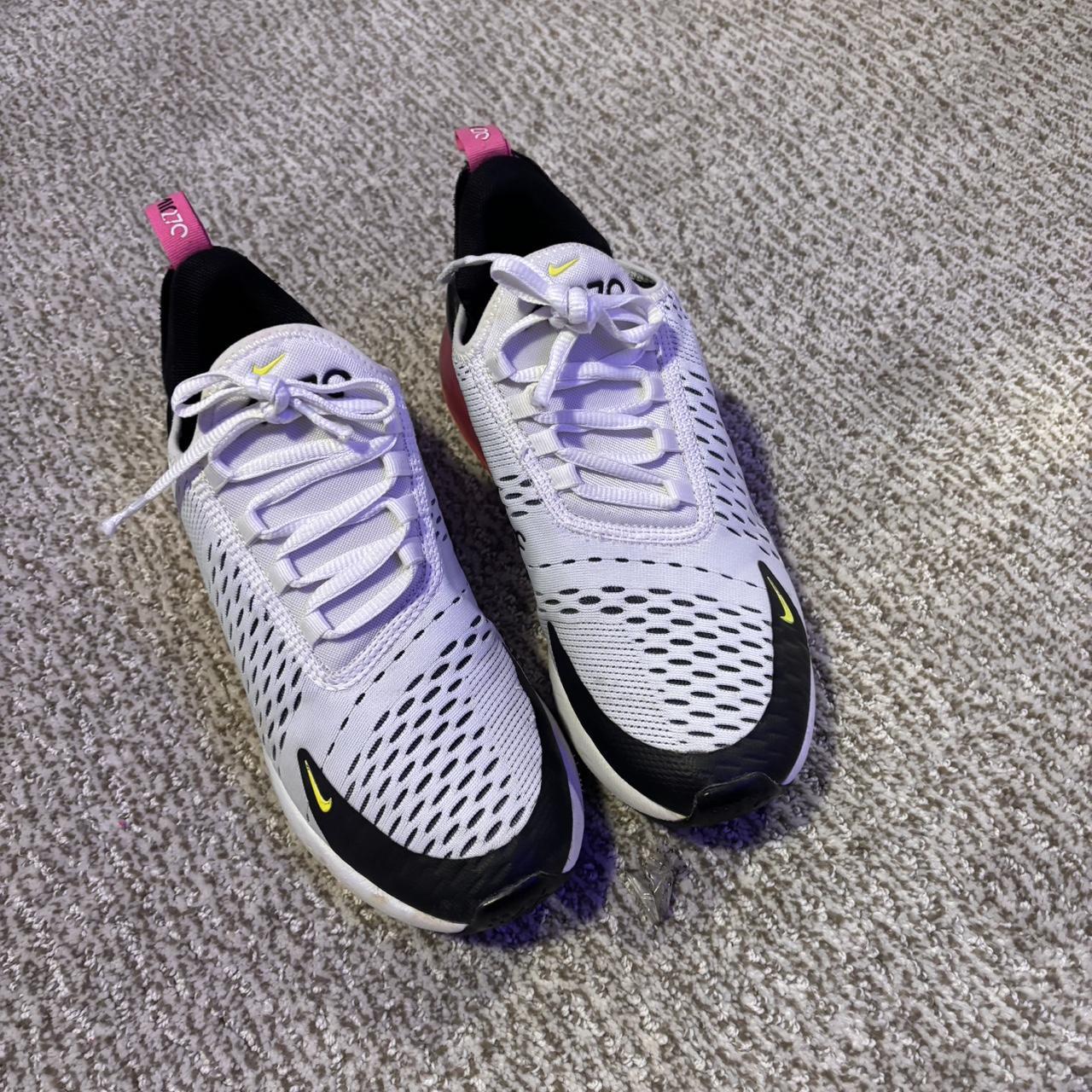Nike Air Max 270 White Black Fuchsia Volt US6.5Y UK6... - Depop