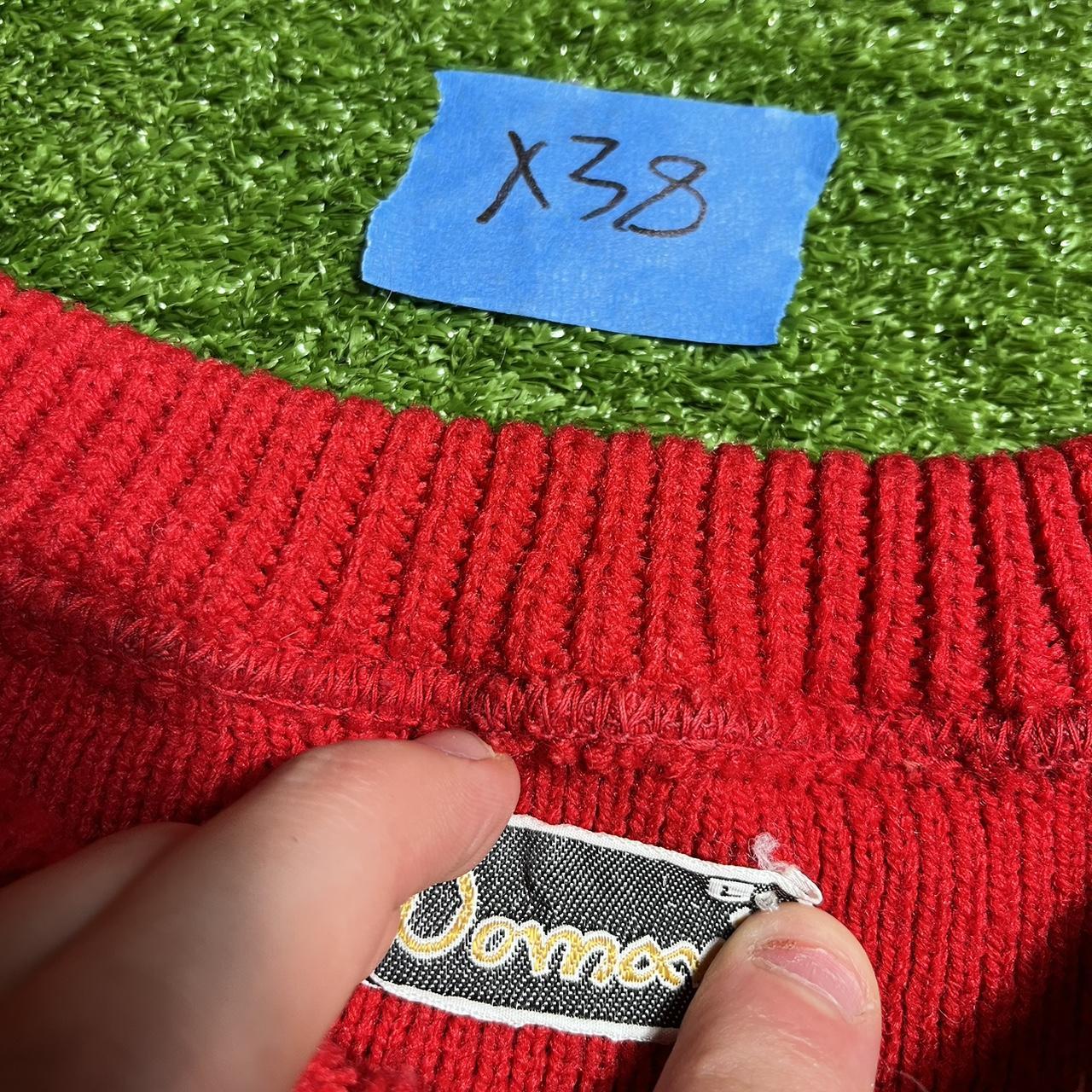 Vintage red and grey sweater 90s size large in good... - Depop