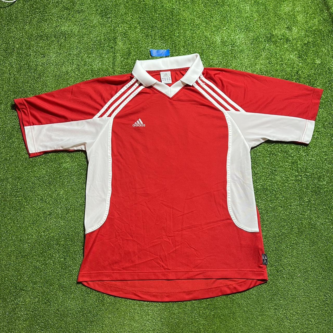 Vintage adidas soccer jersey worn once then washed.... - Depop