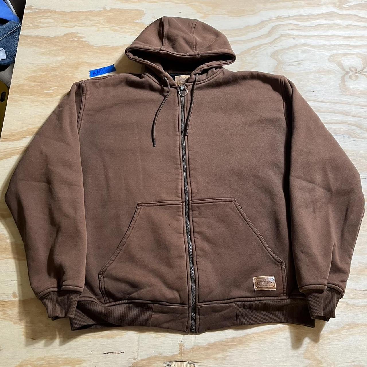 Brown Schmidt workwear hoodie jacket full zip size... | Depop